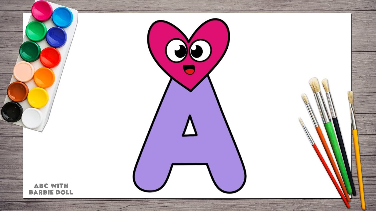 How to Draw a Cute Alphabet A Drawing Easy for Kids | ABC with Barbie ...