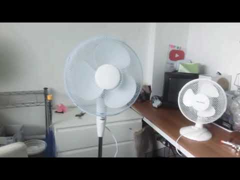 Wickes 16" pedestal fan VS 9" inch Pelonis desk fan - YouTube