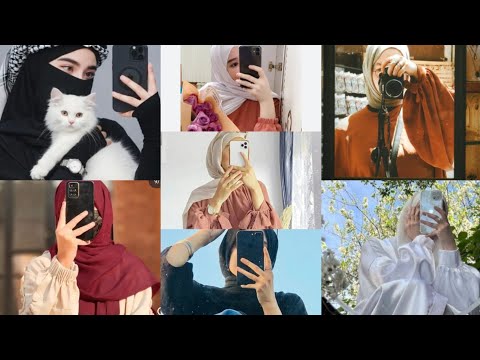 Elegant Hijabi Mirror Selfie Poses|Hijabi Girl Aesthetic DP Collection|Muslim girl dpz 