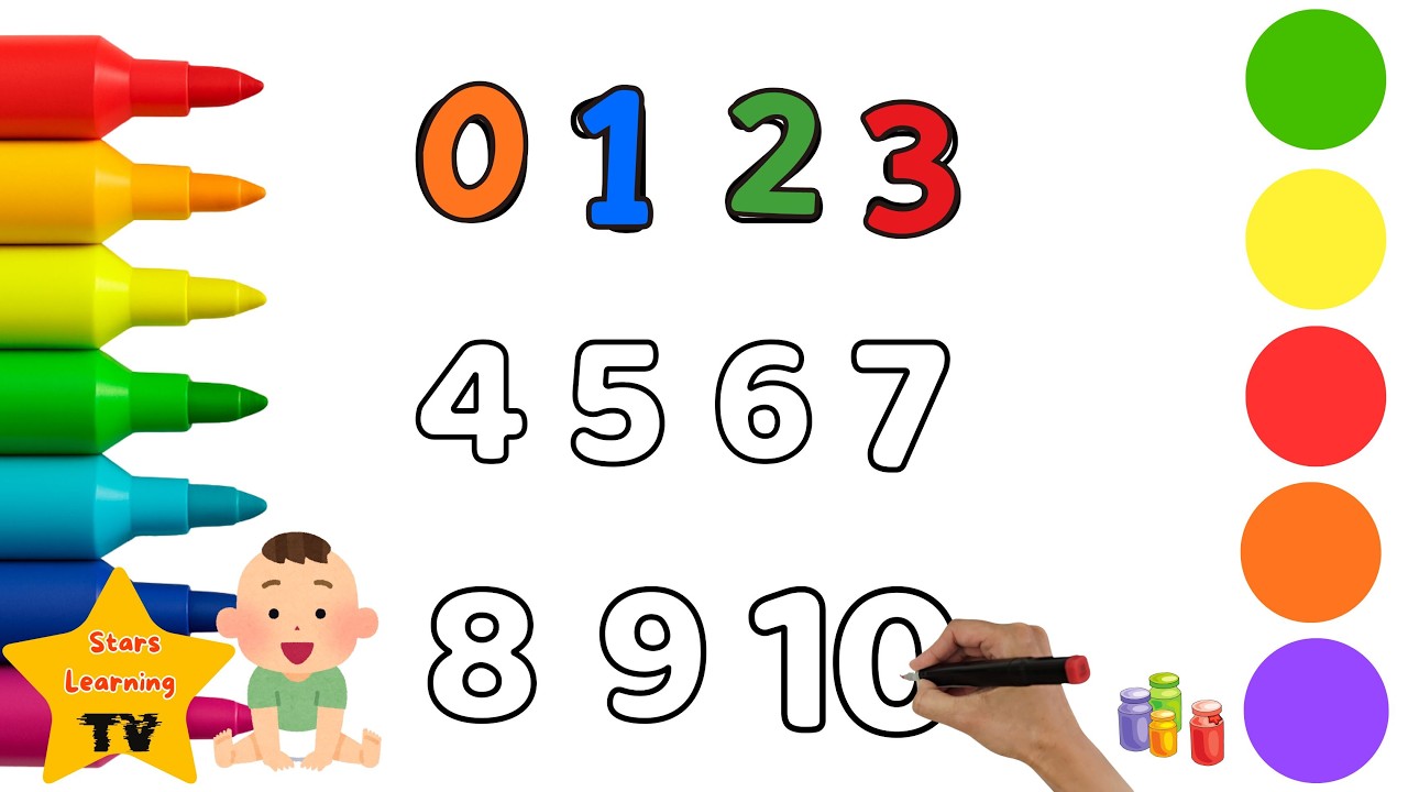 Coloring Numbers 0-10 || Learn to Color Numbers for Children ...