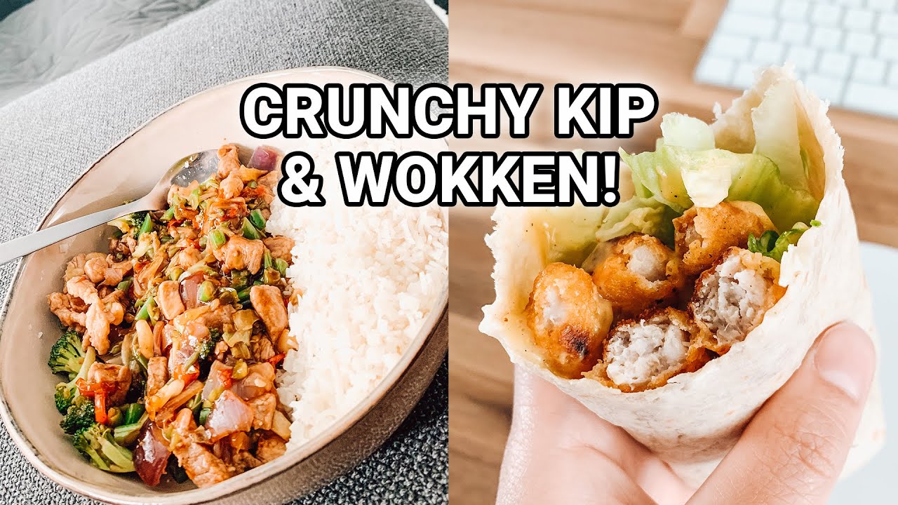 What I Eat In a Day! Crunchy kip lunch wrap | Wokgerecht en Strawberry ...