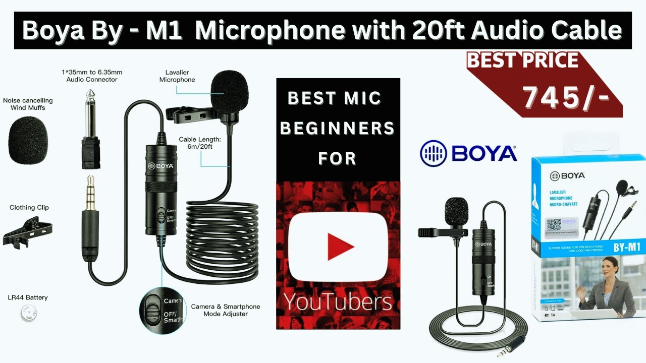 Boya BY-M1 Microphone Unboxing with 20th Audio Cable | Best Mic for ...