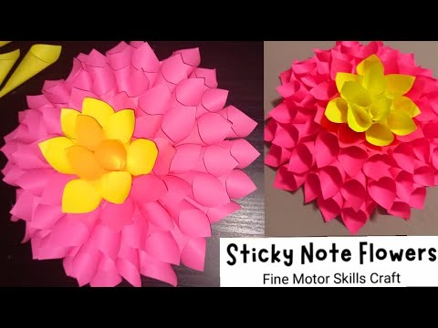 sticky notes flower craft|beautiful flowers for wall decoration|easy ...