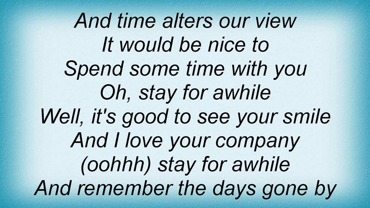 Amy Grant - Stay For A While Lyrics - YouTube