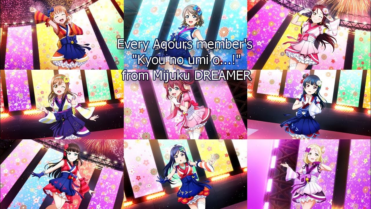Every Aqours member's "Kyou no umi o...!" for Mijuku DREAMER - YouTube