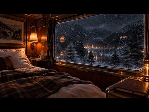 Karlı Gecede Yataklı Tren ❄️ | Uyku İçin Tren ve Kar Fırtınası Sesleri | 2 Saat