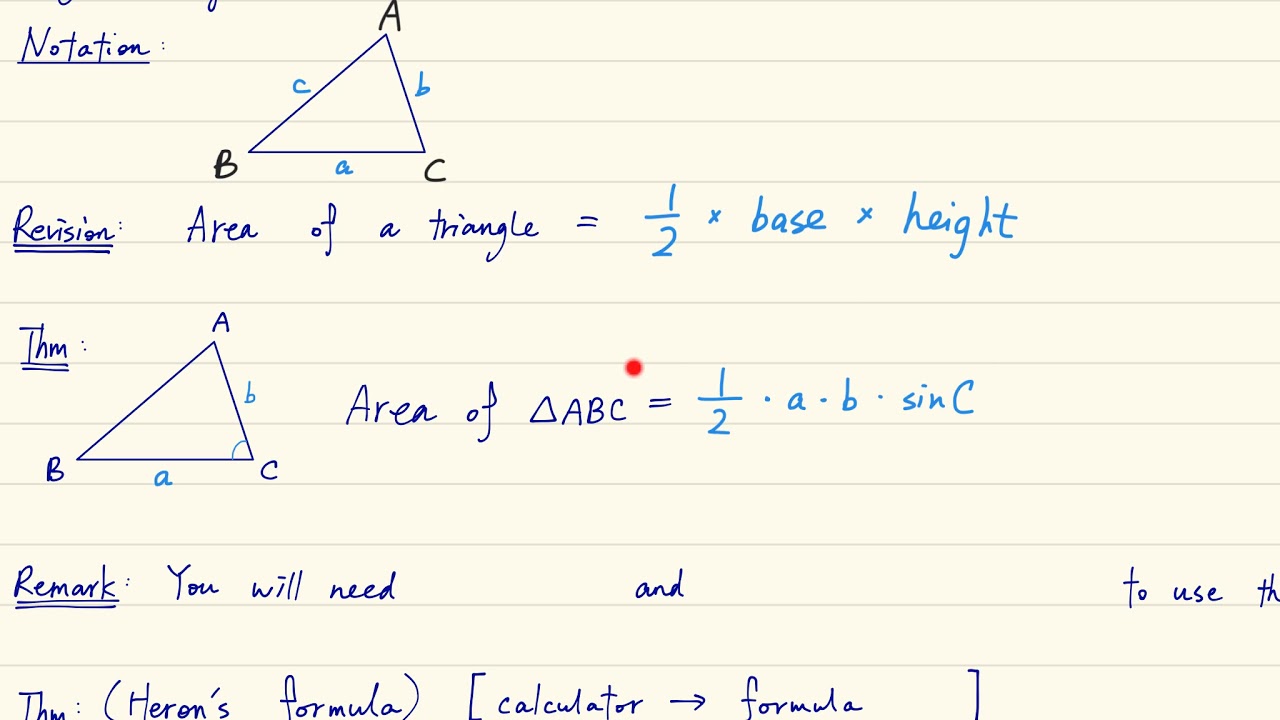 F5 Ch05 Trigonometry in 2D - Lecture A.3 - Area of Triangle - 0.5absinC ...