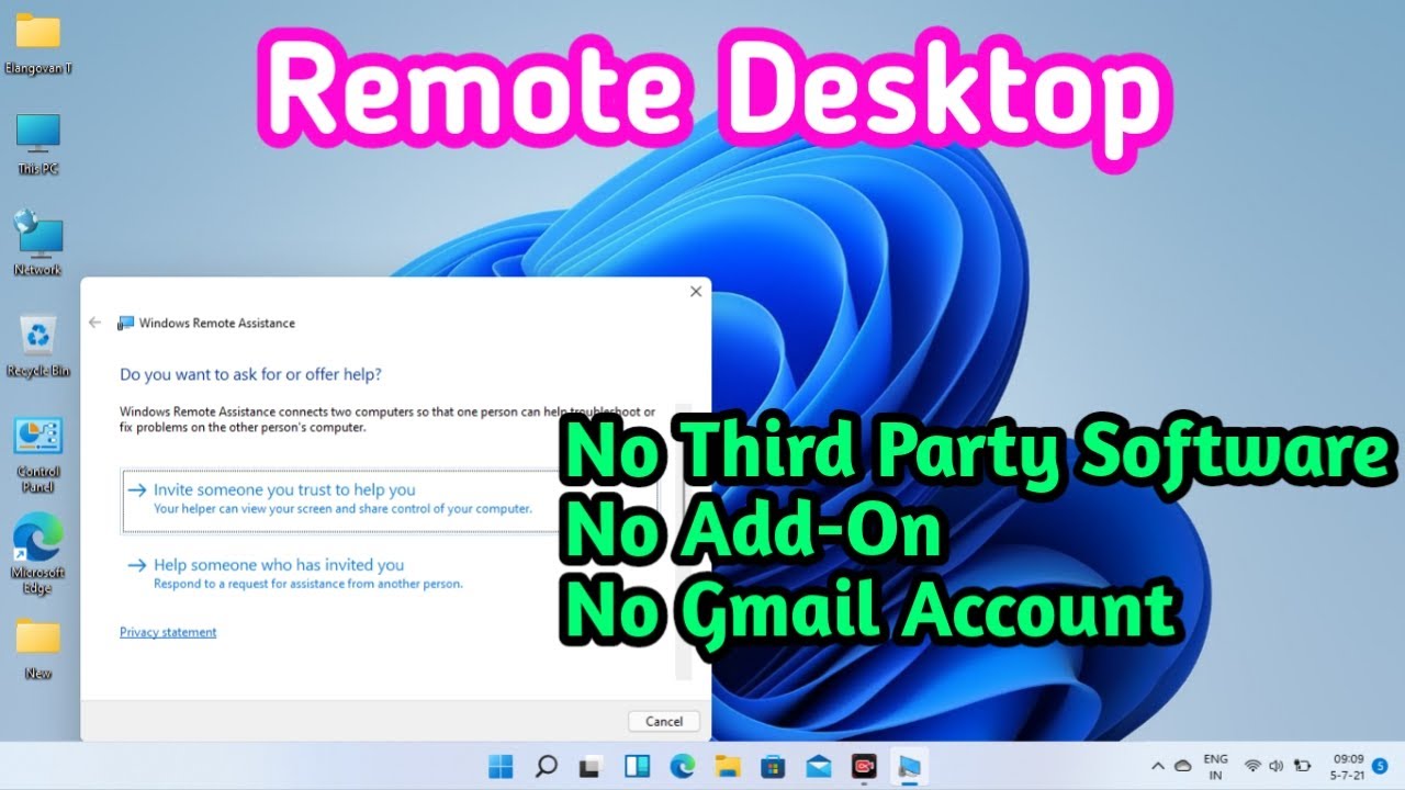 Remote Desktop Without any software | No add On | No AnyDesk, Team ...
