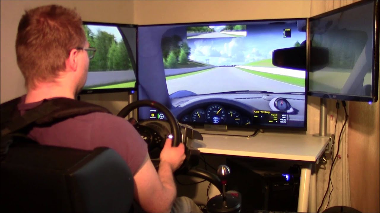 iRacing With SoftTH Using 27" 42" 27" Triple Screens GS-105 Motion ...