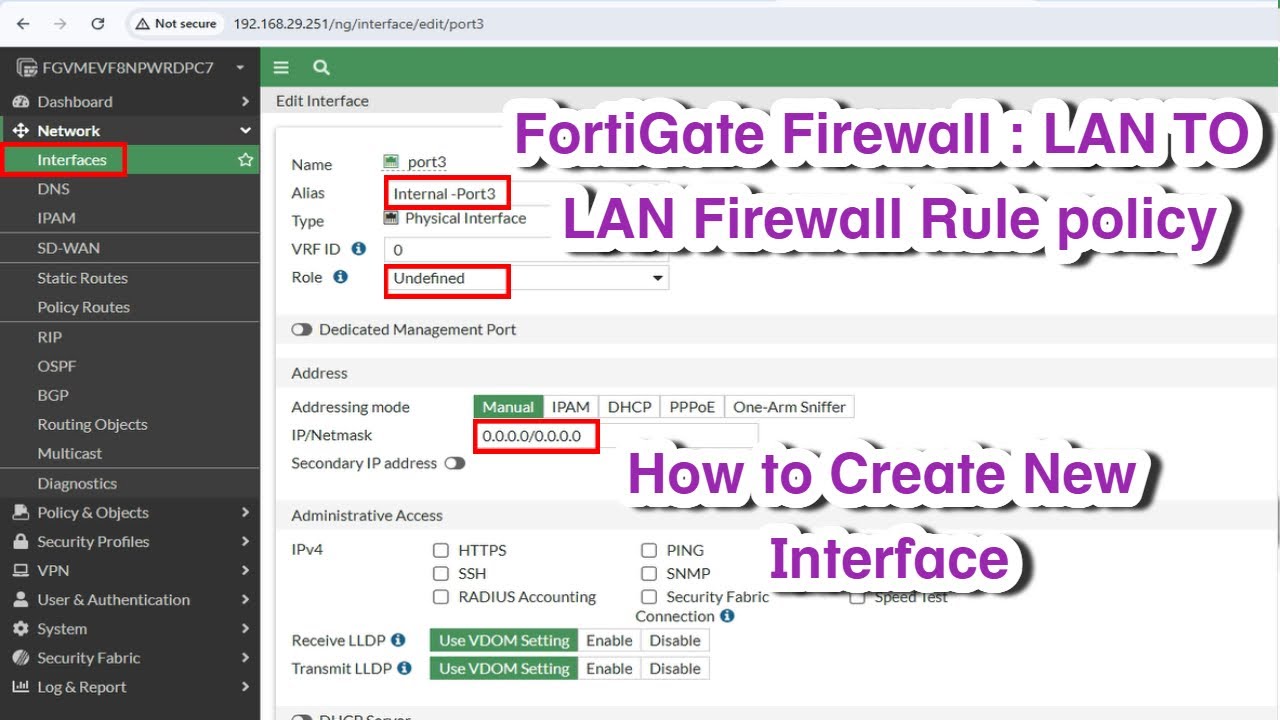 FortiGate Firewall : How to configure Interface | LAN TO LAN Firewall ...