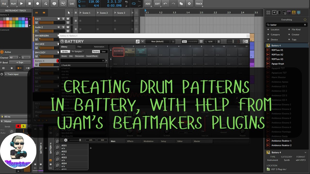 Making drum parttens using Battery 4, and using UJam's beatmakers - YouTube
