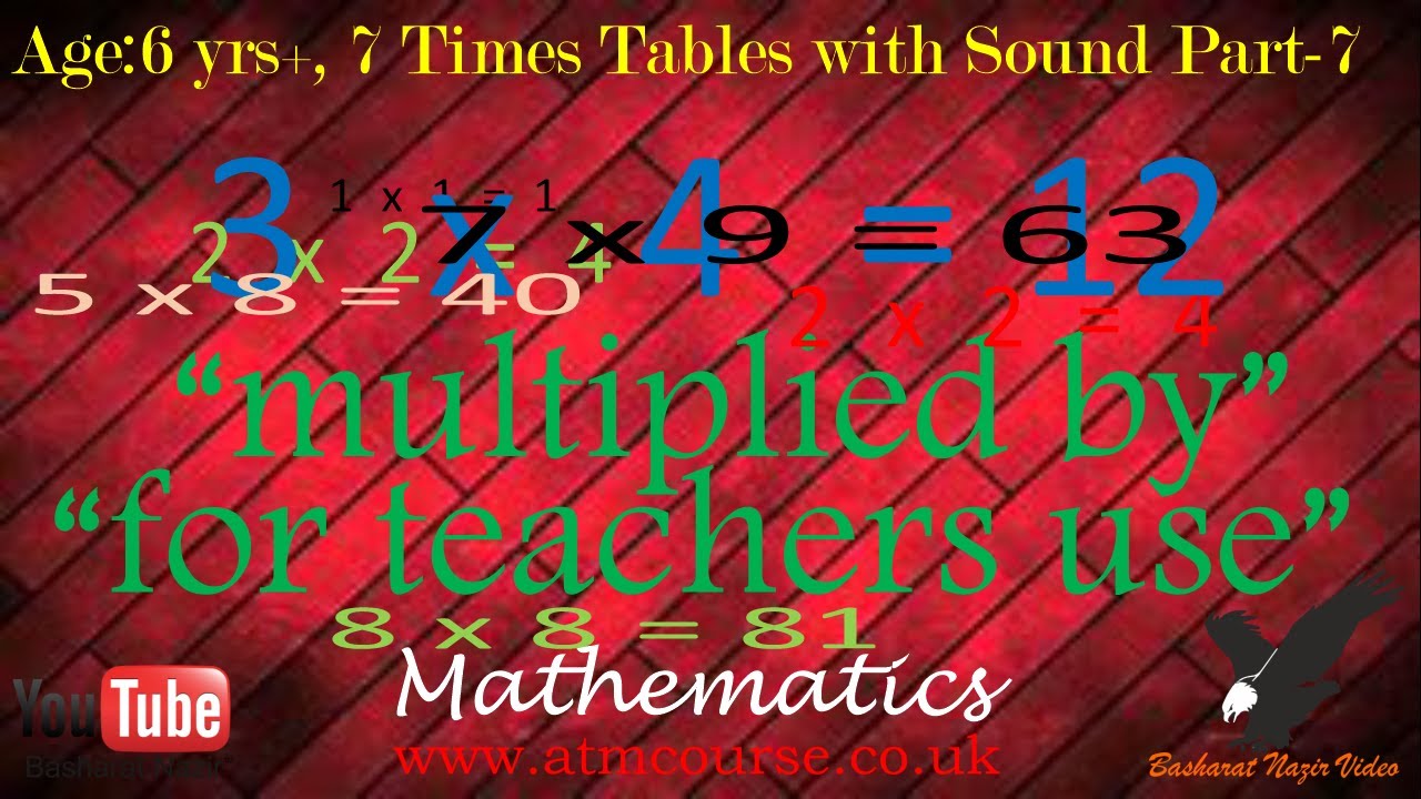 VID#957 Age;6 yrs+,7 Times Tables with Sound Part 7 Version 1 - YouTube