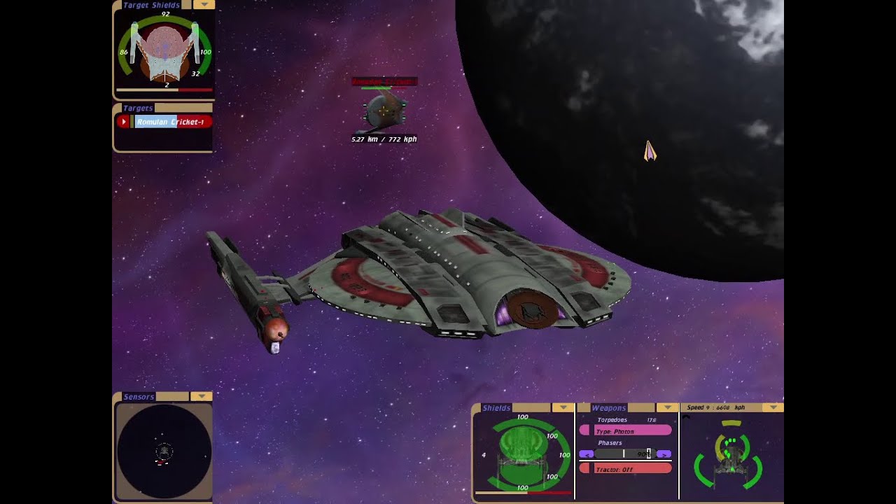 Walker Class Refit vs Romulan Cricket | KM | Star Trek Bridge Commander ...