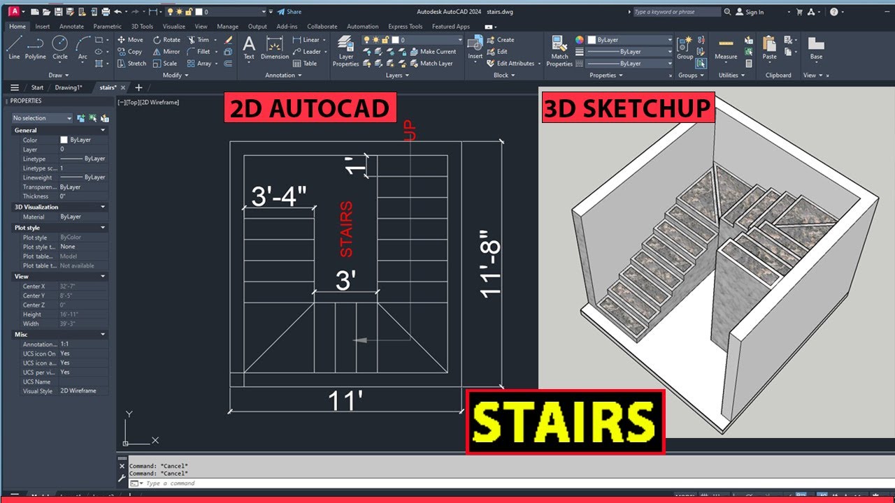 stairs l stairs AutoCAD l stairs 3D SketchUp l Autocad DWG To SketchUp ...