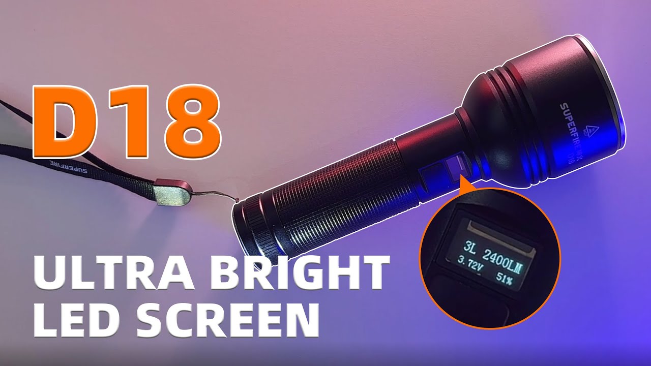 Ultra Bright Flashlight D18 with Led Screen | SUPERFIRE - YouTube