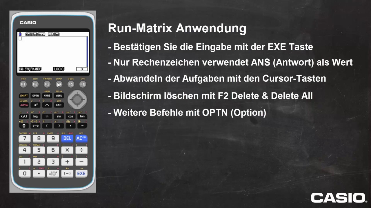 FX-CG50 - Grundlegende Bedienung - Run Matrix - YouTube