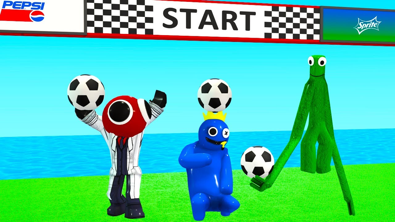 Rainbow Friends Blue , Green ,Red play football to win Animation Funny ...