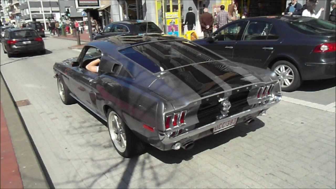 Ford mustang 1967 wheelspin & loud sound @ Knokke 2013 - YouTube
