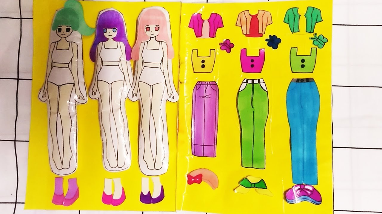 (PAPER DIY) HOW TO MAKE PAPER DOLL BOOK/ BUTTERFLY THEME GIRLS OUTFIT ...