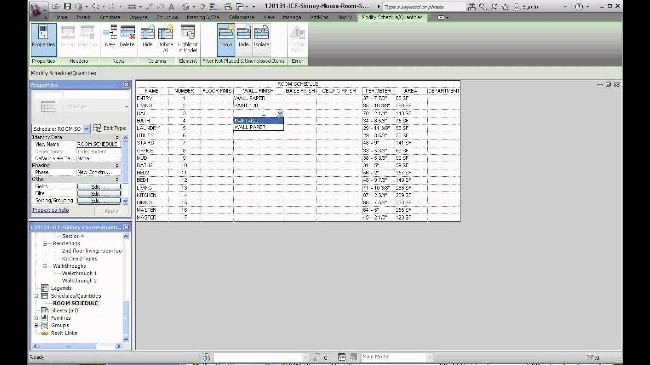 Room Schedule Part 3, Data and Key or Room Style Schedule - YouTube