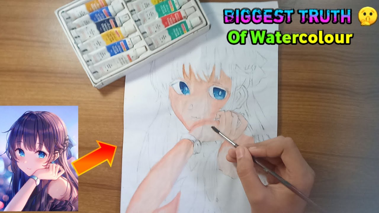 Drawing Anime girl with watercolour | Watercolour painting tutorial for ...