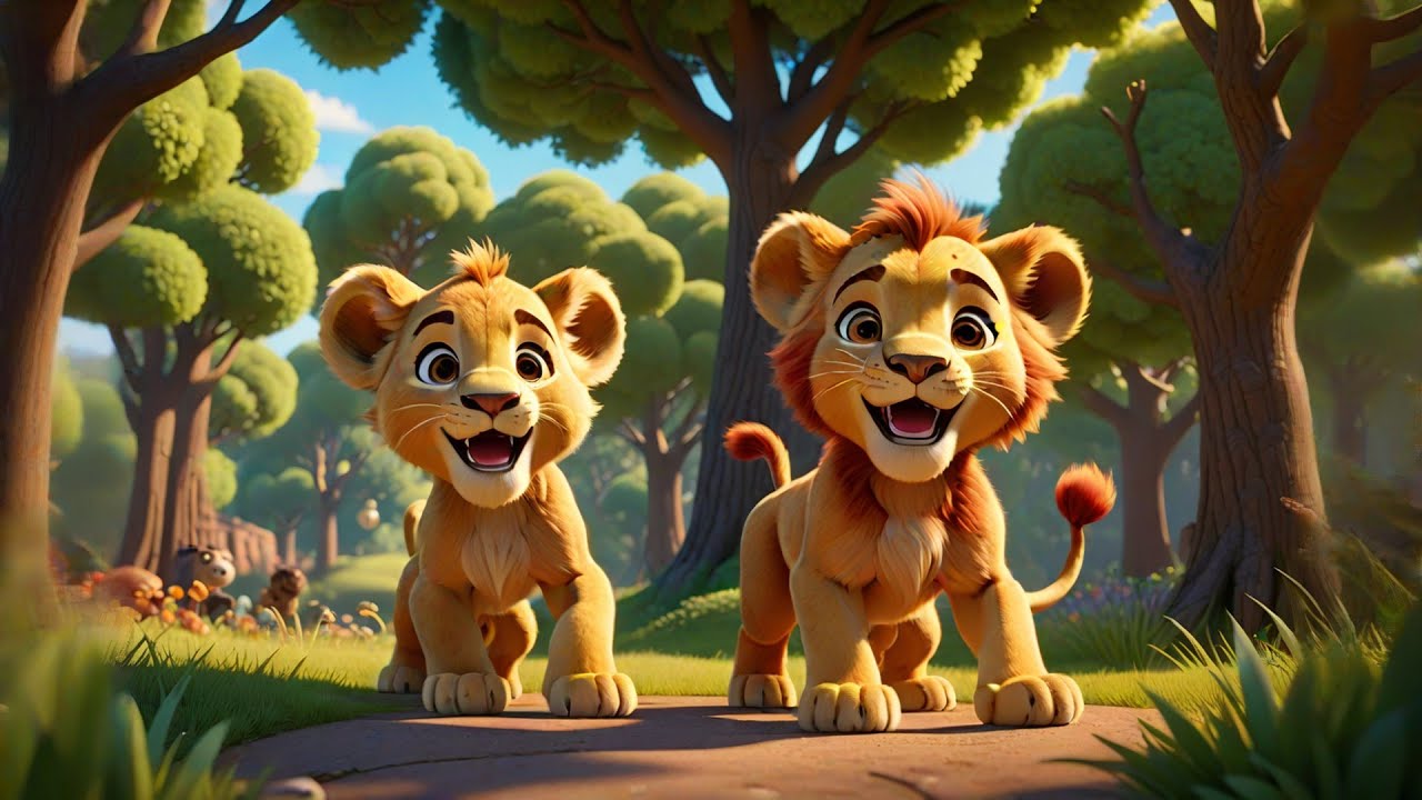 Two Baby Lions Swing on a Tree | Fun Movement Song for Kids | Nursery ...
