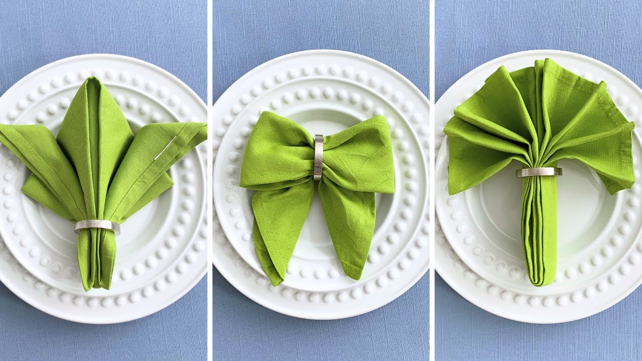 Dinner NAPKIN FOLDING with RINGS: Easy ORCHID BOW FAN Tutorial for ...
