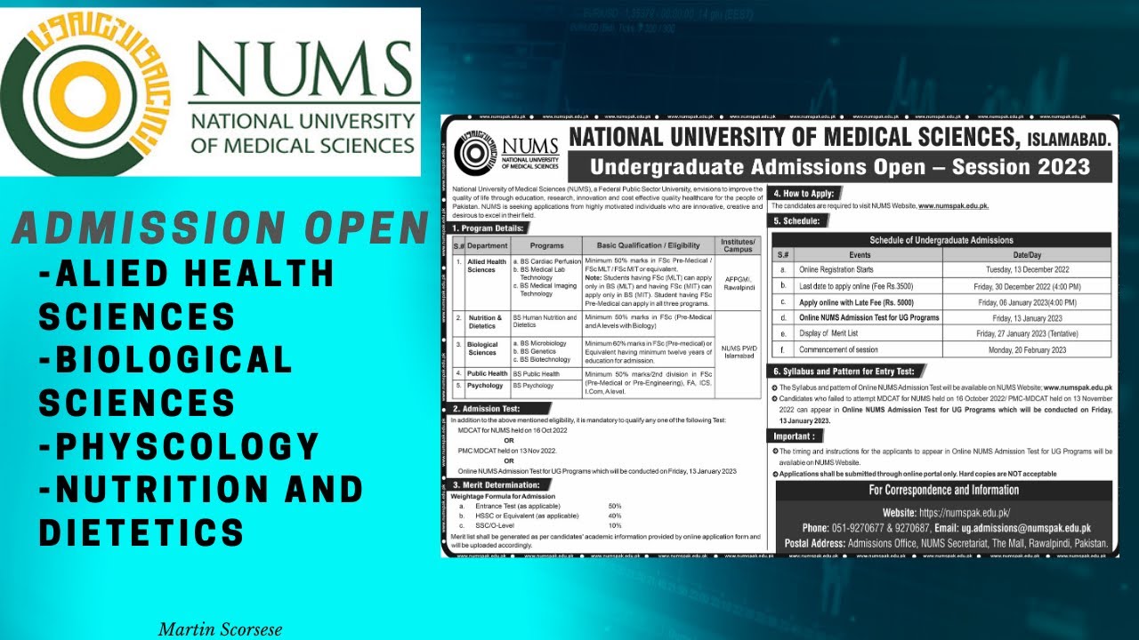 NUMS Undergraduate Admissions Open 2022 : Complete process explained ...