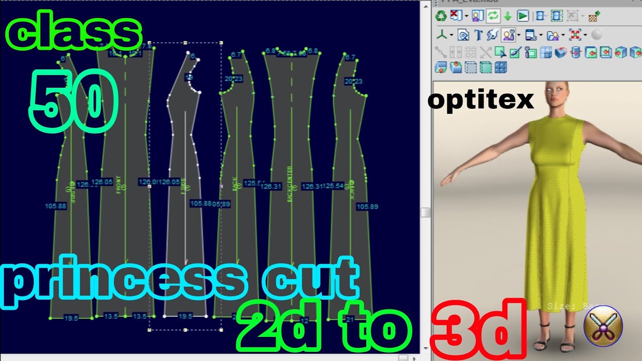 princess cut pattern | drafting | optitex pds - YouTube