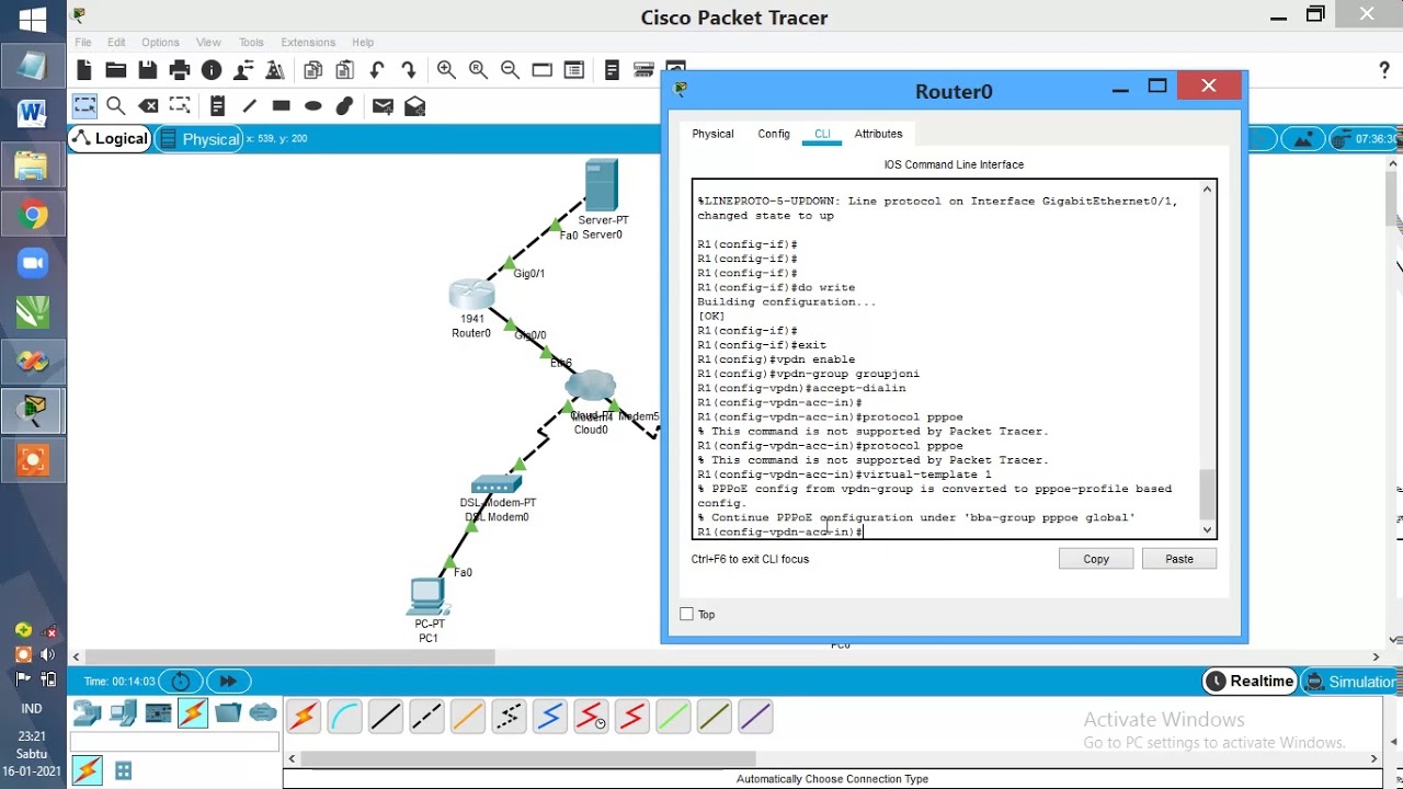 Konfigurasi PPPOE di Cisco Packet Tracer - YouTube