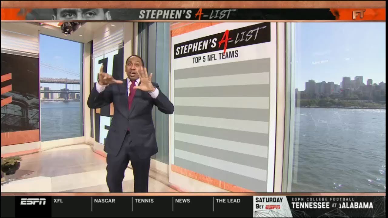 ESPN FIRST TAKE | Stephen's A-List: Top 5 NFL Teams: 1. Patriots 2 ...