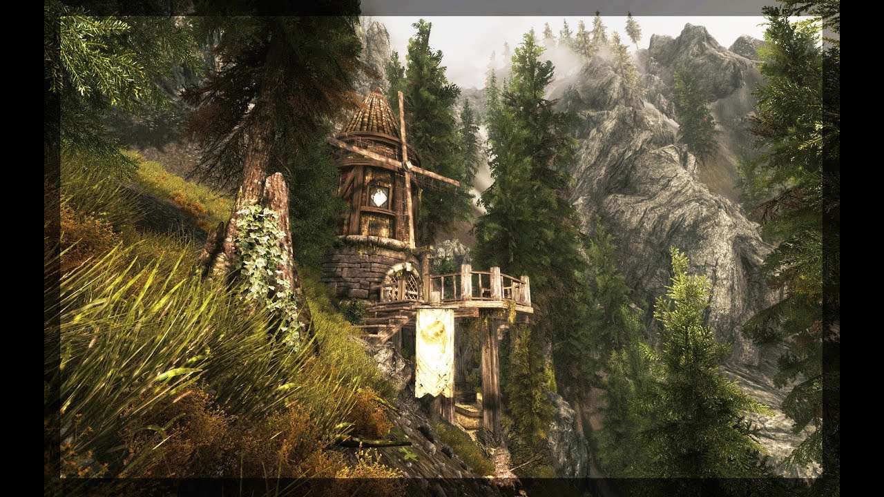 Skyrim Forgotten Windmill, Woodelf Follower Eve - YouTube