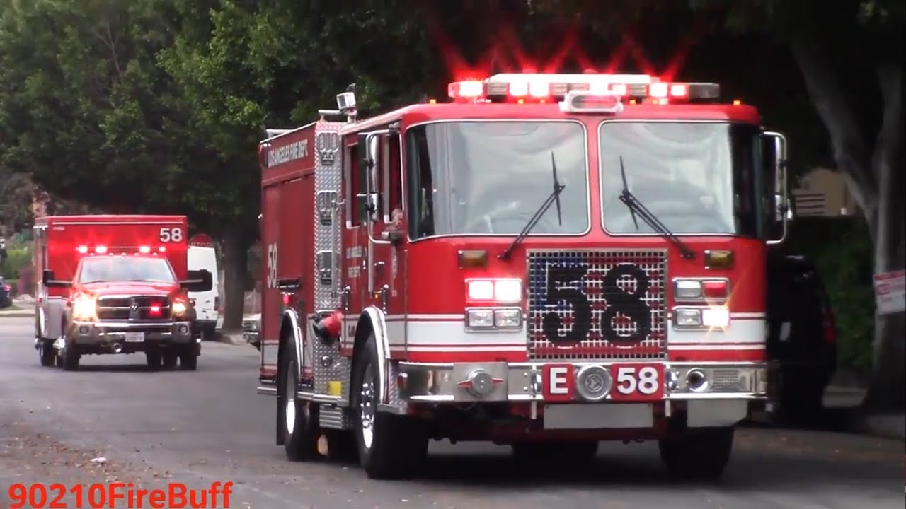 LAFD Engine 58 & Rescue 58 Responding - YouTube