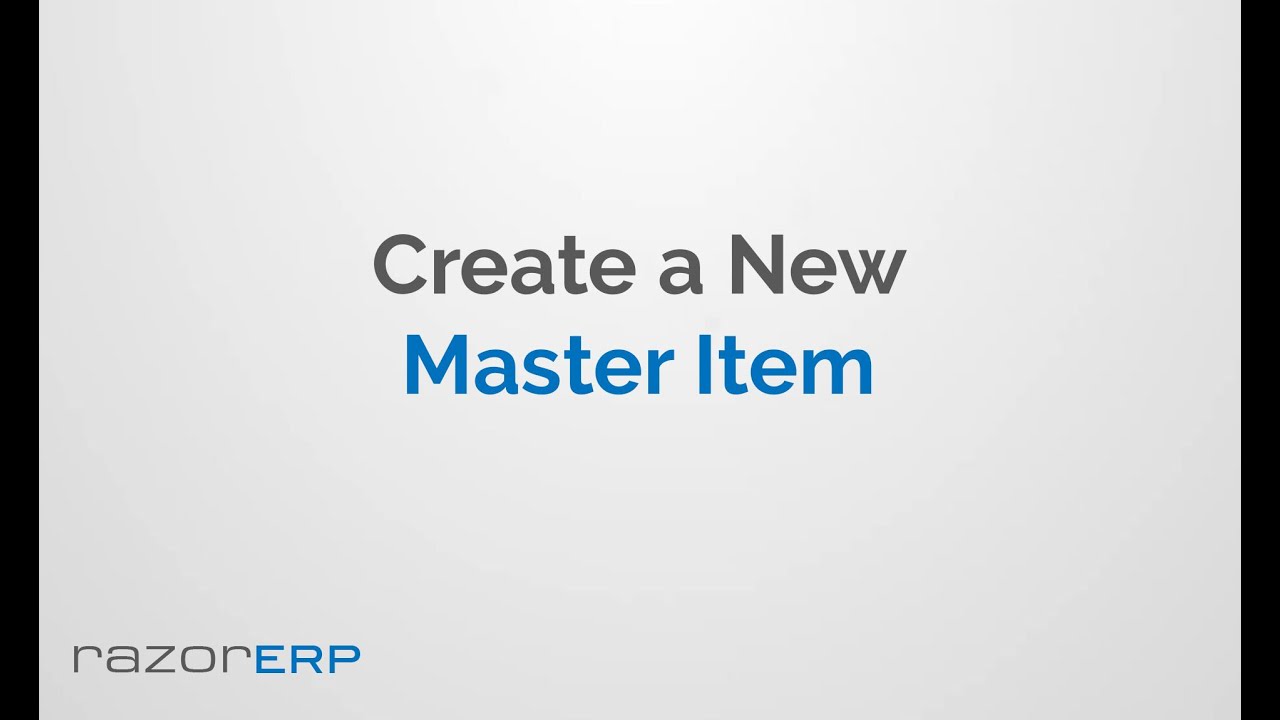 Create a New Master Item - YouTube