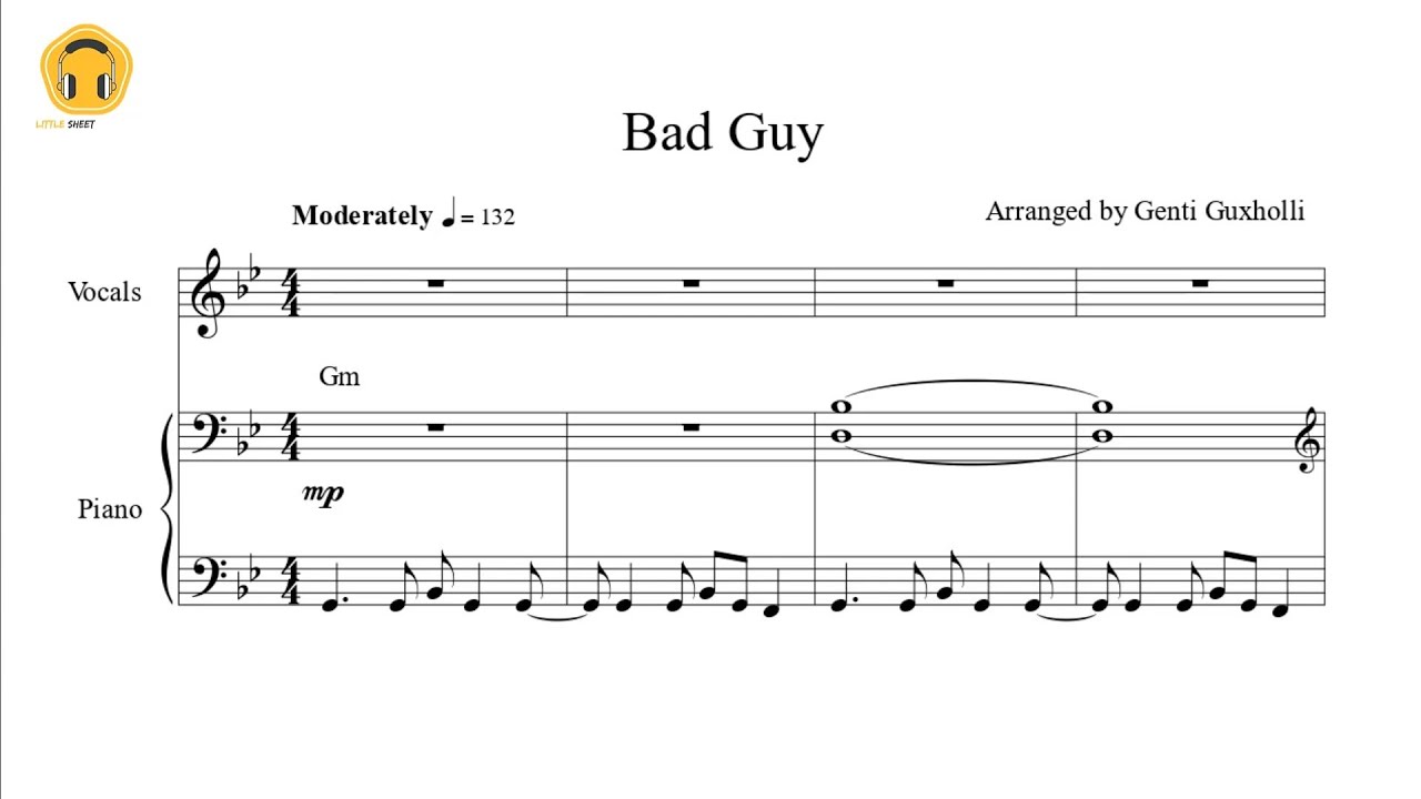 Bad Guy by Billie Eilish (Piano/Vocal/Chords/Sheets) - YouTube