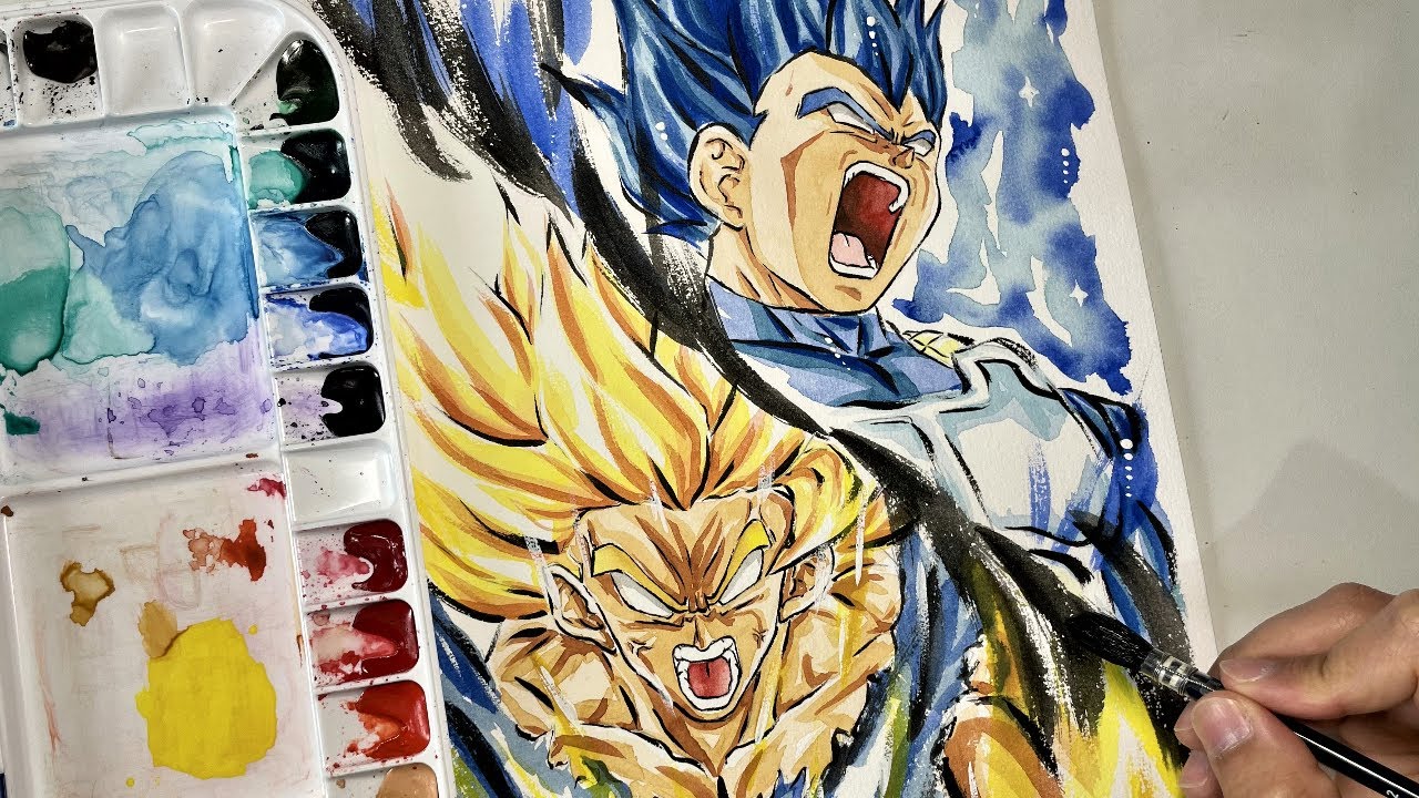 Painting Goku and Vegeta | Watercolor | Dragon Ball - YouTube