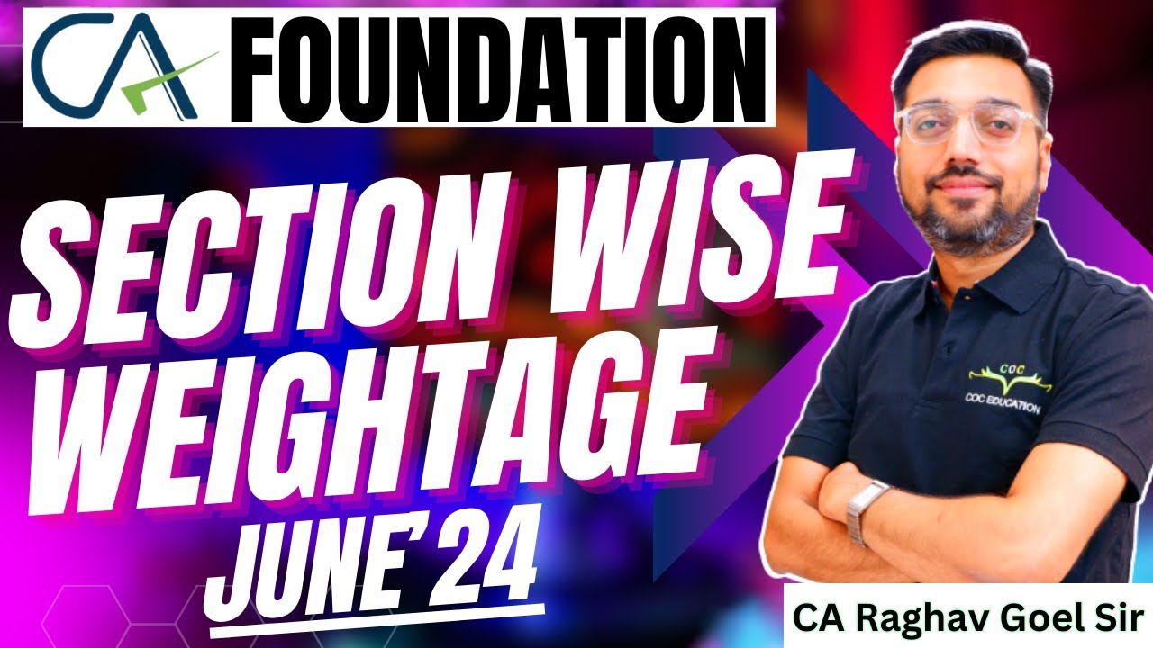 CA Foundation Section Wise Weightage For June 2024 #icai By CA Raghav ...