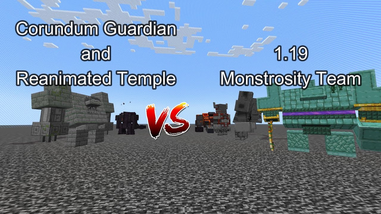 Corundum Guardian And Reanimated Temple Vs Monstrosity Team Mob Battle Minecraft Youtube