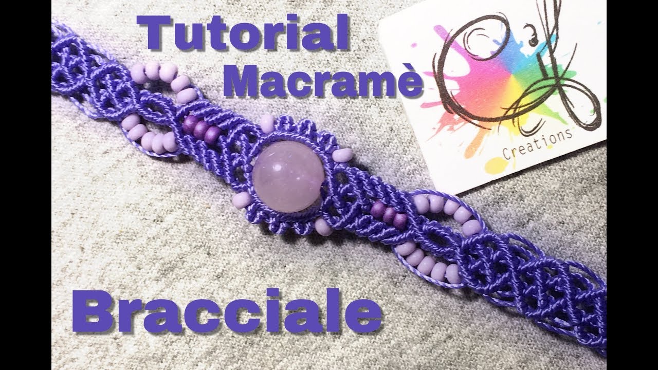 Tutorial Macramè Bracciale con Perla Quarzo Rosa - YouTube