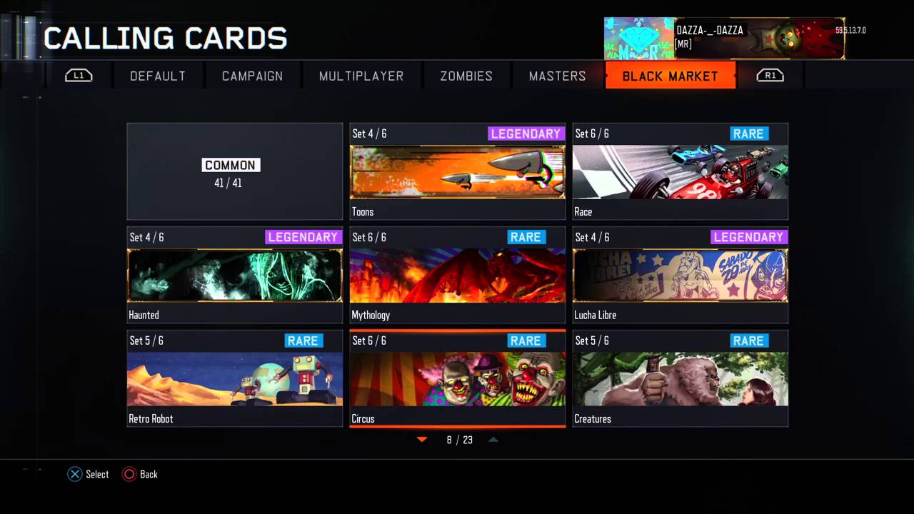 BO3|All Black Market CIRCUS Calling Cards - YouTube