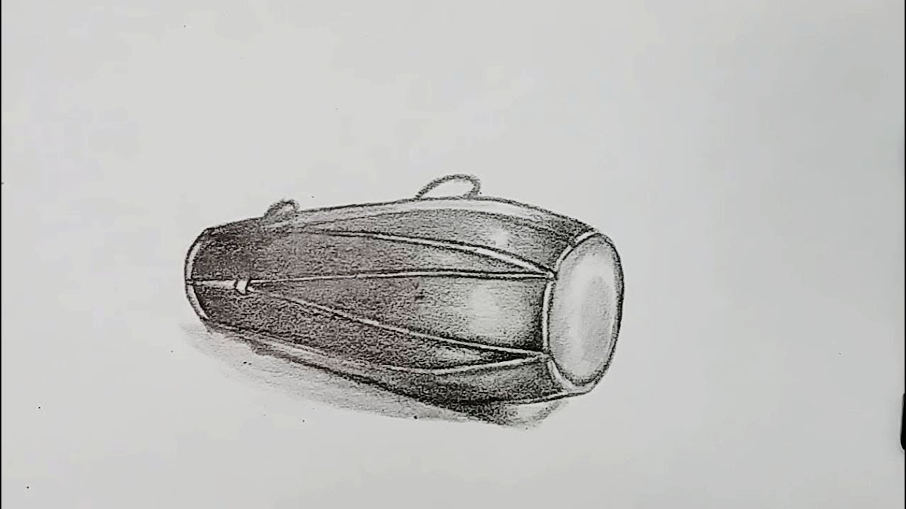 how to draw dholki step by step - YouTube