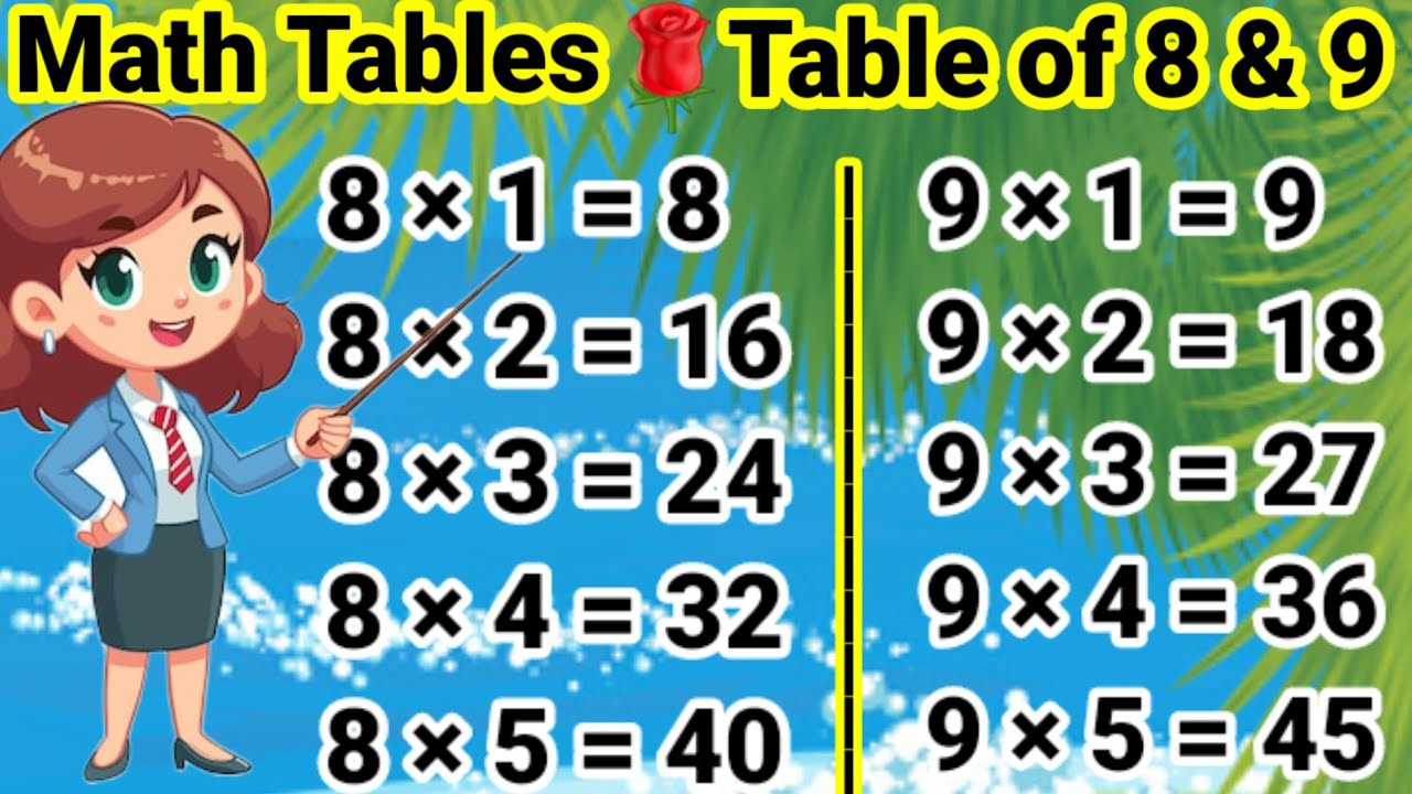 Table of 8 and 9, 8 aur 9 ka Table, 8 ka Table 9 ka Table, Table 8 & 9, Pahada 8 aur 9 # ...
