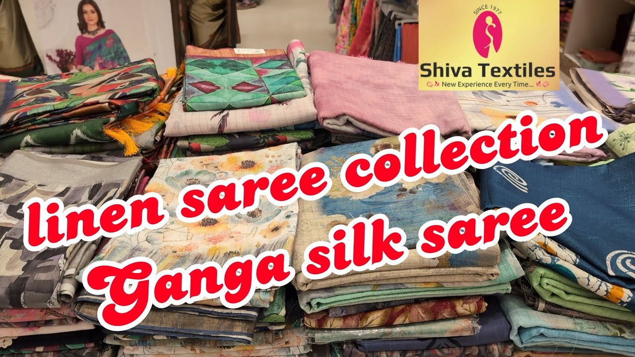 Shiva textiles ️Trending linen saree collection💓Ganga silk sarees - YouTube