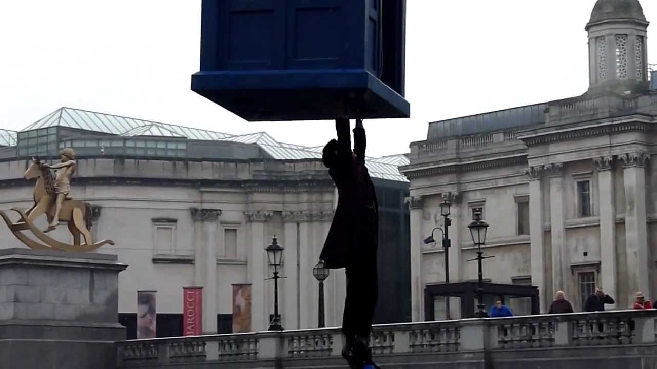 Doctor Who 50th Anniversary Filming - Trafalgar Square - Flying TARDIS ...