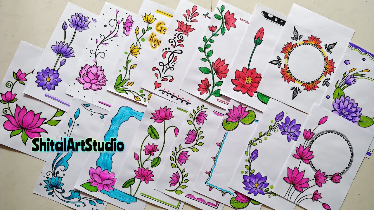 20 LOTUS BORDER DESIGNS/PROJECT WORK DESIGNS/A4 SHEET/FILE/FRONT PAGE ...