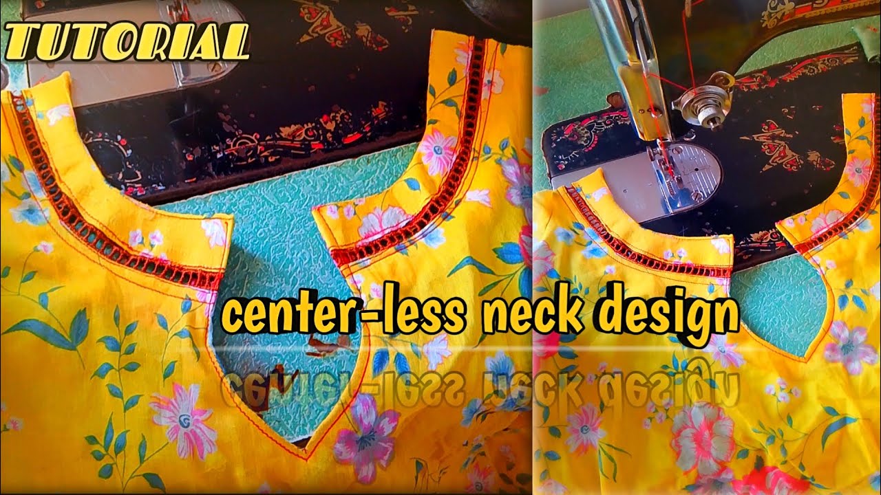 latest center less neck design tutorial step by step 🪜# ...
