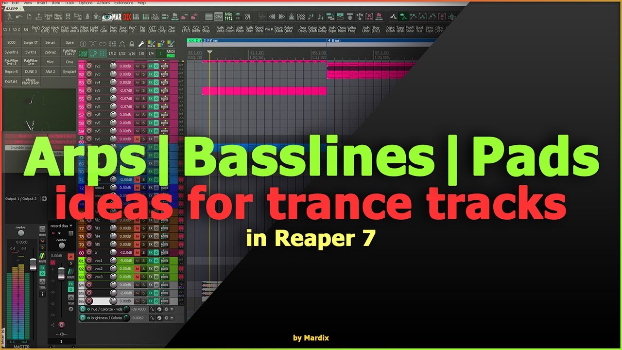 Arps | Basslines | Pads build in Reaper 7 | Ideas for trance tracks ...