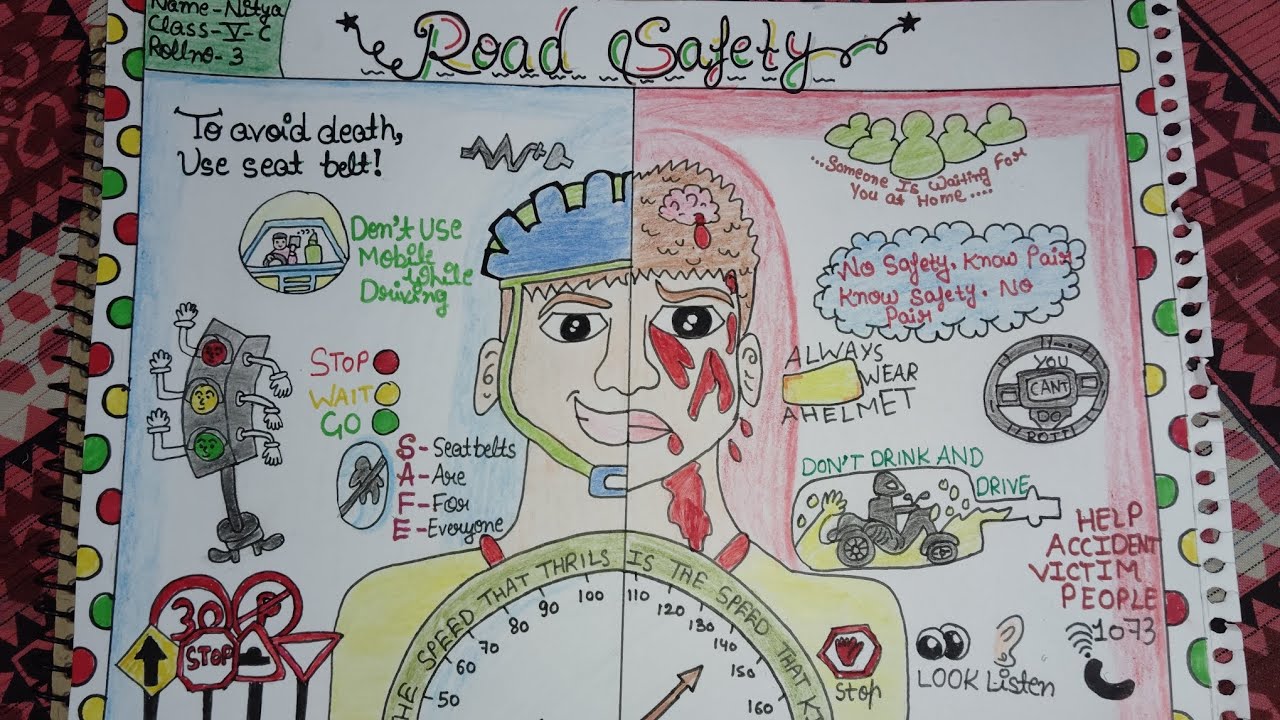 ROAD SAFETY POSTER DRAWING - YouTube