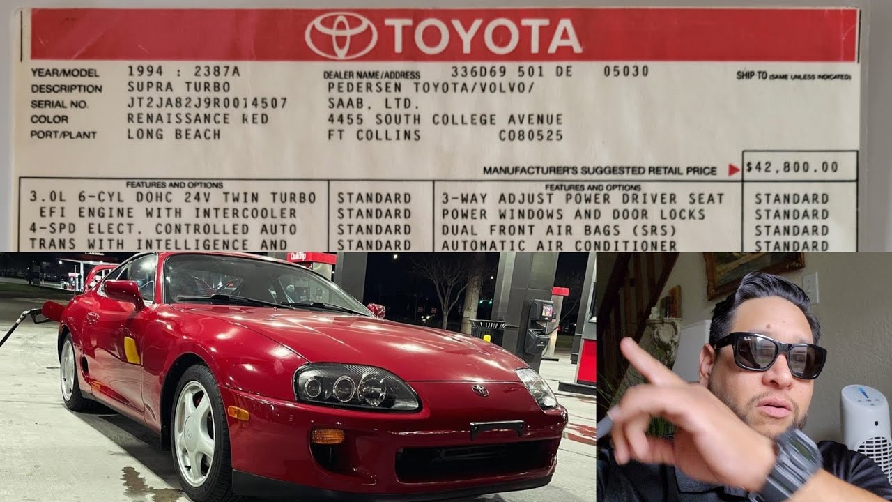 1994 Supra Twin Turbo Original Window Sticker - YouTube