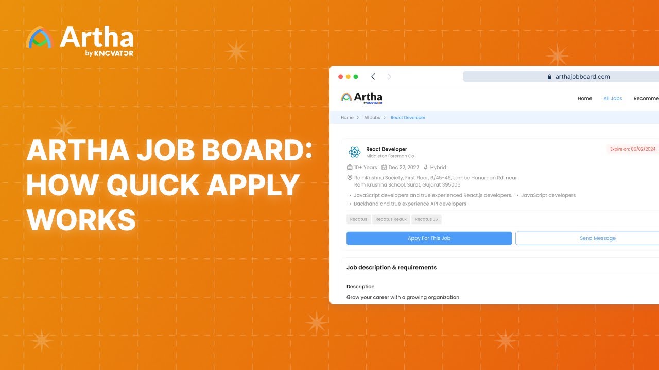 Artha Job Board: How Quick Apply Works - YouTube